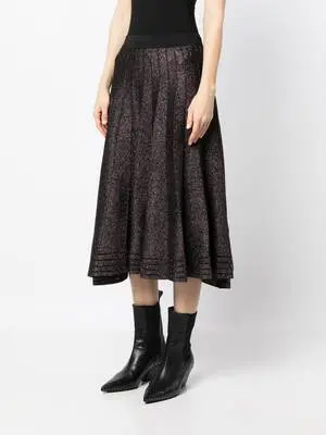Karl Lagerfeld Metallic-effect Pleated Midi Skirt