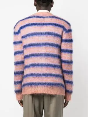 Marni Striped Mohair-blend Cardigan - Pink
