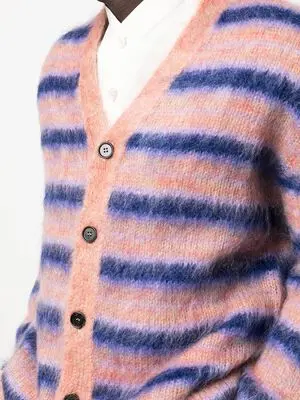 Marni Striped Mohair-blend Cardigan - Pink