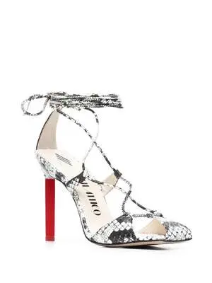 Attico Adele 105mm Snakeskin-print Sandals - Black