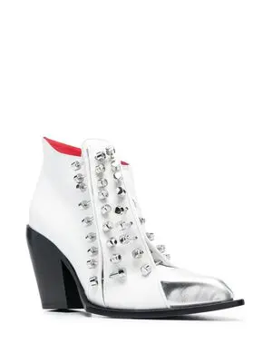 HARDOT Studded Cowboy Boots - White