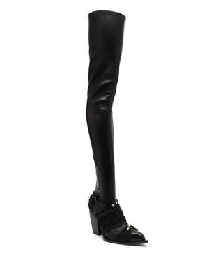 HARDOT Fringed-panel Thigh Boots