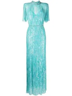 Jenny Packham Sequin-embellished Floor-length Dress