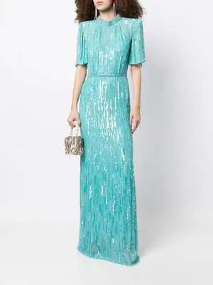Jenny Packham Sequin-embellished Floor-length Dress