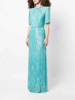 Jenny Packham Sequin-embellished Floor-length Dress