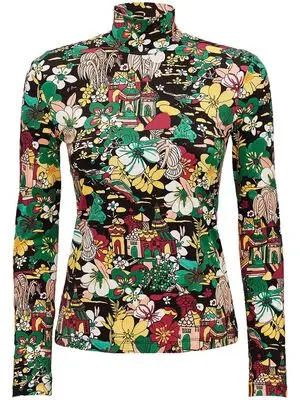 La DoubleJ Floral Print Turtleneck Jersey