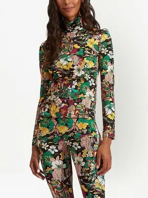 La DoubleJ Floral Print Turtleneck Jersey