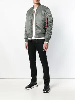 Alpha Industries Zipped Up Bomber Jacket - Green