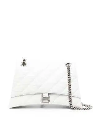 Balenciaga Crush Quilted Shoulder Bag - White