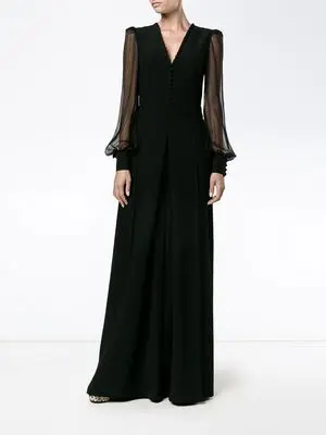 Alexander McQueen Silk V-neck Evening Jumpsuit
