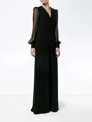 Alexander McQueen Silk V-neck Evening Jumpsuit