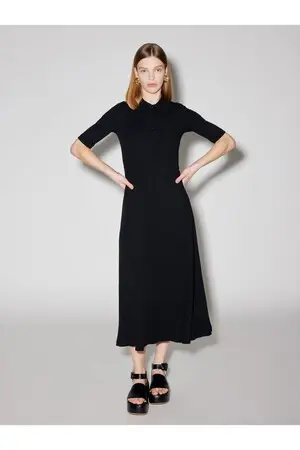Rosetta Getty Mercerized Cotton Jersey Polo Dress - Black