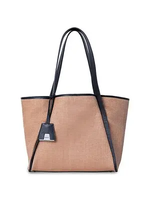 Akris Medium Alex Raffia Bucket Tote Camel