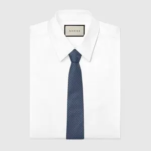 Gucci Gg Silk Jacquard Neck Tie - Blue