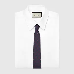 Gucci Double G And Check Silk Jacquard Tie