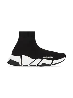 Balenciaga Speed 2.0 Recycled Knit Sneakers With Bicolor Sole - Black White