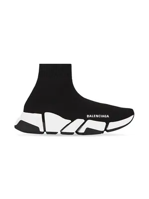Balenciaga Speed 2.0 Recycled Knit Sneakers With Bicolor Sole - Black White