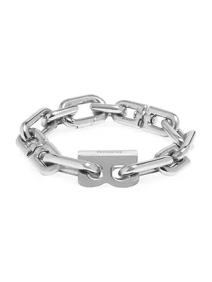 Balenciaga B Chain Thin Bracelet Shiny Silver