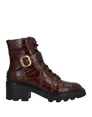 TOD'S Leather Crocodile Print Ankle Boots