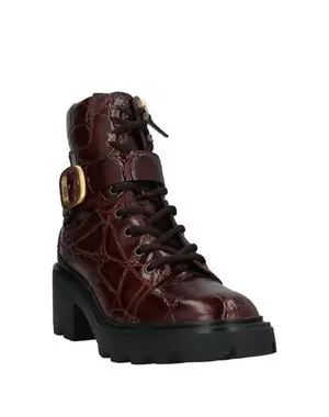 TOD'S Leather Crocodile Print Ankle Boots