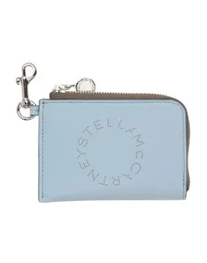 Stella McCartney Woman Cardholder Blush Size - Textile Fibers Sky Blue