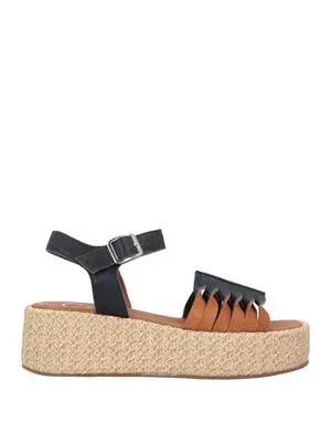 OROSCURO Leather Wedge Sandals - Dark Blue