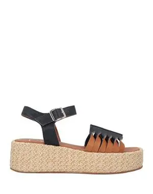 OROSCURO Leather Wedge Sandals - Dark Blue