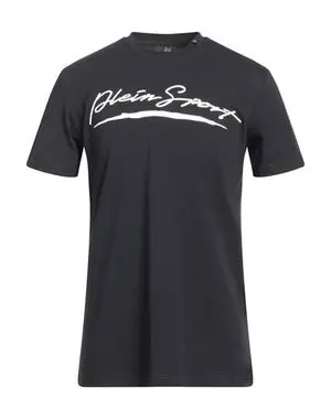 PLEIN SPORT Man T-shirt Grey Size M Cotton, Elastane Black