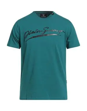 PLEIN SPORT Man T-shirt Grey Size M Cotton, Elastane Deep Jade