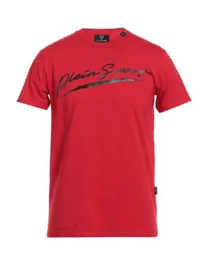 PLEIN SPORT Man T-shirt Grey Size M Cotton, Elastane Red