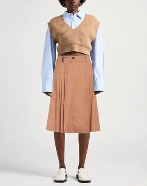 Peserico Midi Pleated Poplin Skirt - Brown