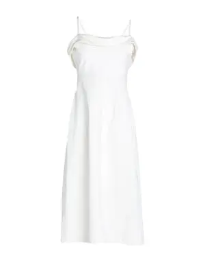 NOSTRASANTISSIMA Midi Flared Denim Dress - Ivory