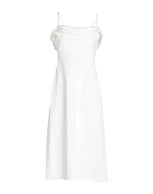 NOSTRASANTISSIMA Midi Flared Denim Dress - Ivory