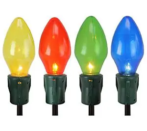 NORTHLIGHT Set Of 4 Multicolor C7 Bulb Pathway Arker Stakes - One-color