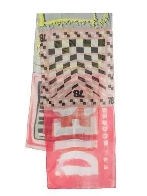 DIESEL® Semi-sheer Abstract-print Logo Scarf