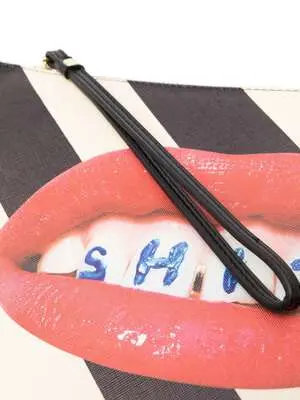 SELETTI Graphic-print Striped Clutch - Black