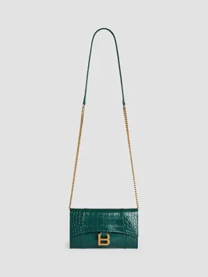 Balenciaga Hourglass Wallet On Chain - Dark Emerald