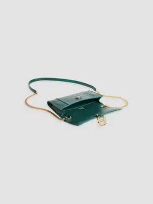 Balenciaga Hourglass Wallet On Chain - Dark Emerald