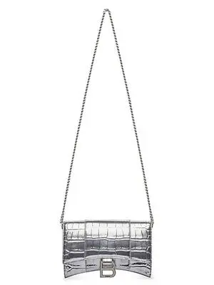 Balenciaga Hourglass Wallet On Chain Silver