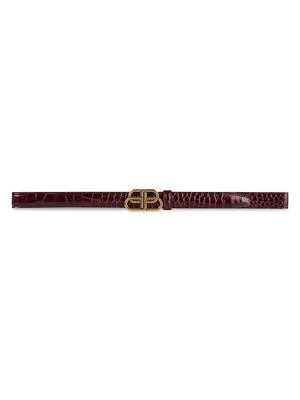 Balenciaga Bb Thin Belt Dark Red