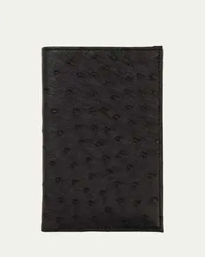 ABAS Matte Ostrich Leather Coat Wallet - Black