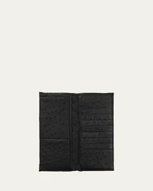 ABAS Matte Ostrich Leather Coat Wallet