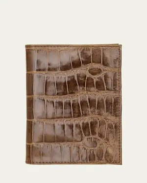 ABAS Alligator Leather Passport Booklet - Cognac
