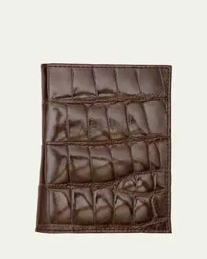 ABAS Alligator Leather Passport Booklet Deep Brown