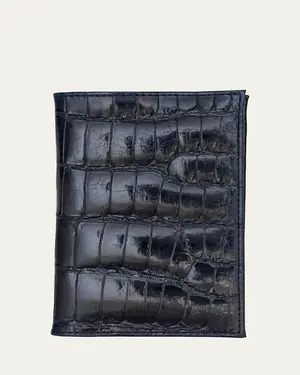 ABAS Alligator Leather Passport Booklet Deep Navy