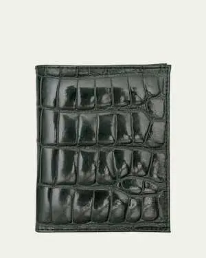 ABAS Alligator Leather Passport Booklet Hunter Green