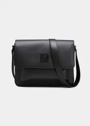 Mcm Men's Klassik Small Leather Messenger Bag - Black