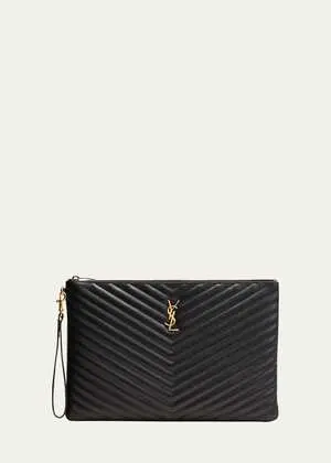 Saint Laurent Monogram Large Pouch - Black