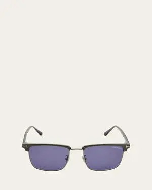 TOM FORD Ft0997-hudson Half-rim Square Sunglasses Brown