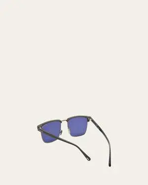TOM FORD Ft0997-hudson Half-rim Square Sunglasses - Brown